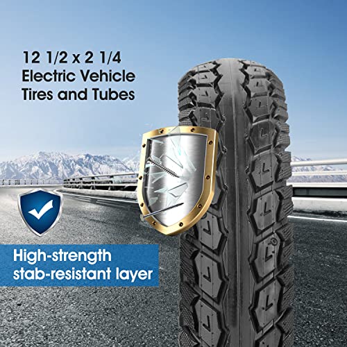 Heavy Duty 12.5x2.25 (12-1/2 x2-1/4) Tire & Inner Tube Set with Angled Valve Stem for Electric Scooters Razor Pocket Mod, Currie, Schwinn, GT, IZIP, eZip 2 Sets