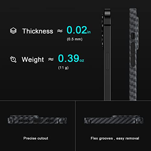 memumi ๐ฎ๐ฌ๐ฎ๐ฎ ๐๐๐ Real Carbon Fiber Case for iPhone 13 Pro Max, Sturdy Durable Carbon 0.5 mm Thin Cover for iPhone 13 Pro Max Aramid Fiber Skin Case with Military-Grade Drop Protection Black