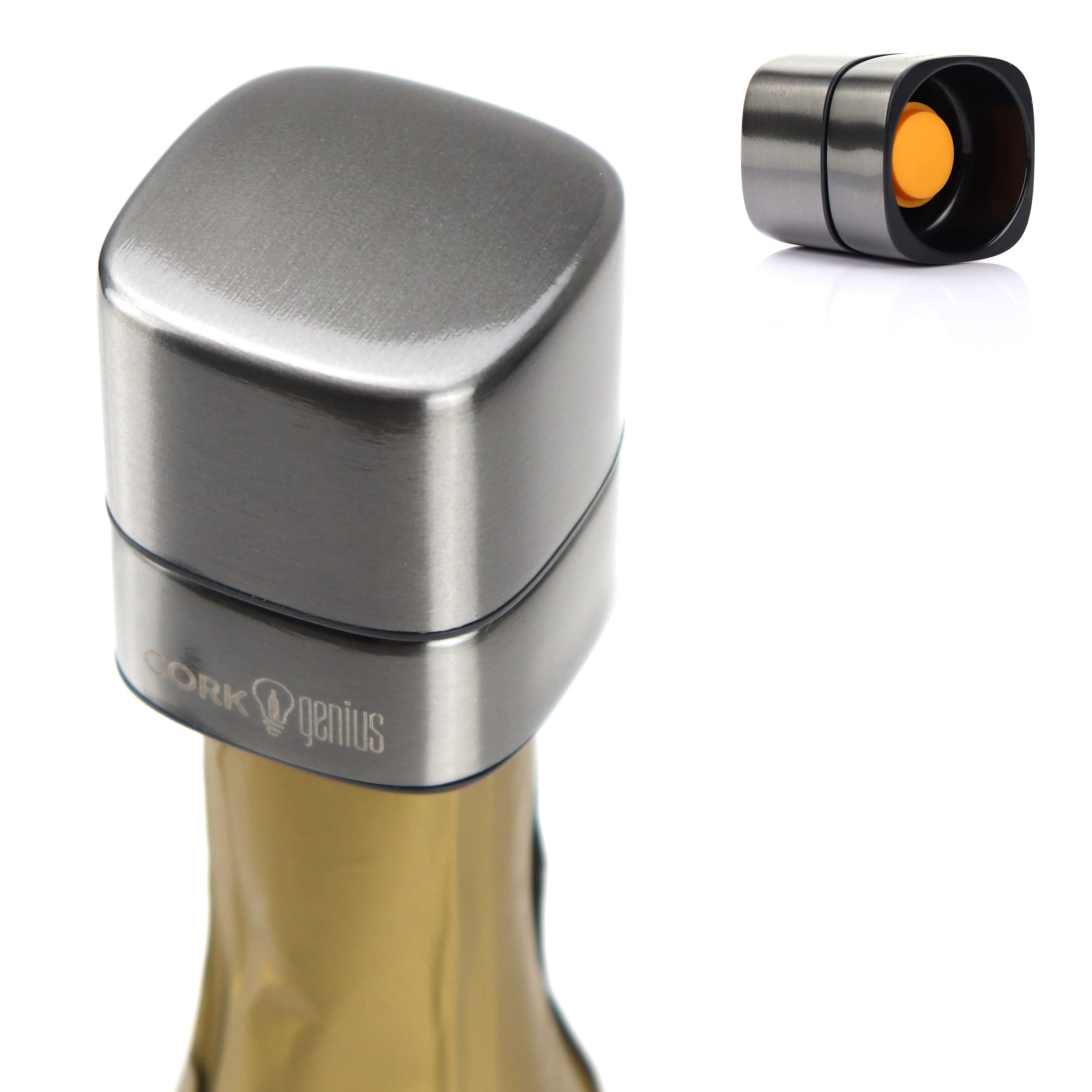 Cork Genius Champagne Stopper for Bottles, Silicone Sealed Champagne Bottle Stopper, Leakproof Sparkling Wine, Prosecco, or Champagne Saver and Sealer, Gift Accessory for Champagne