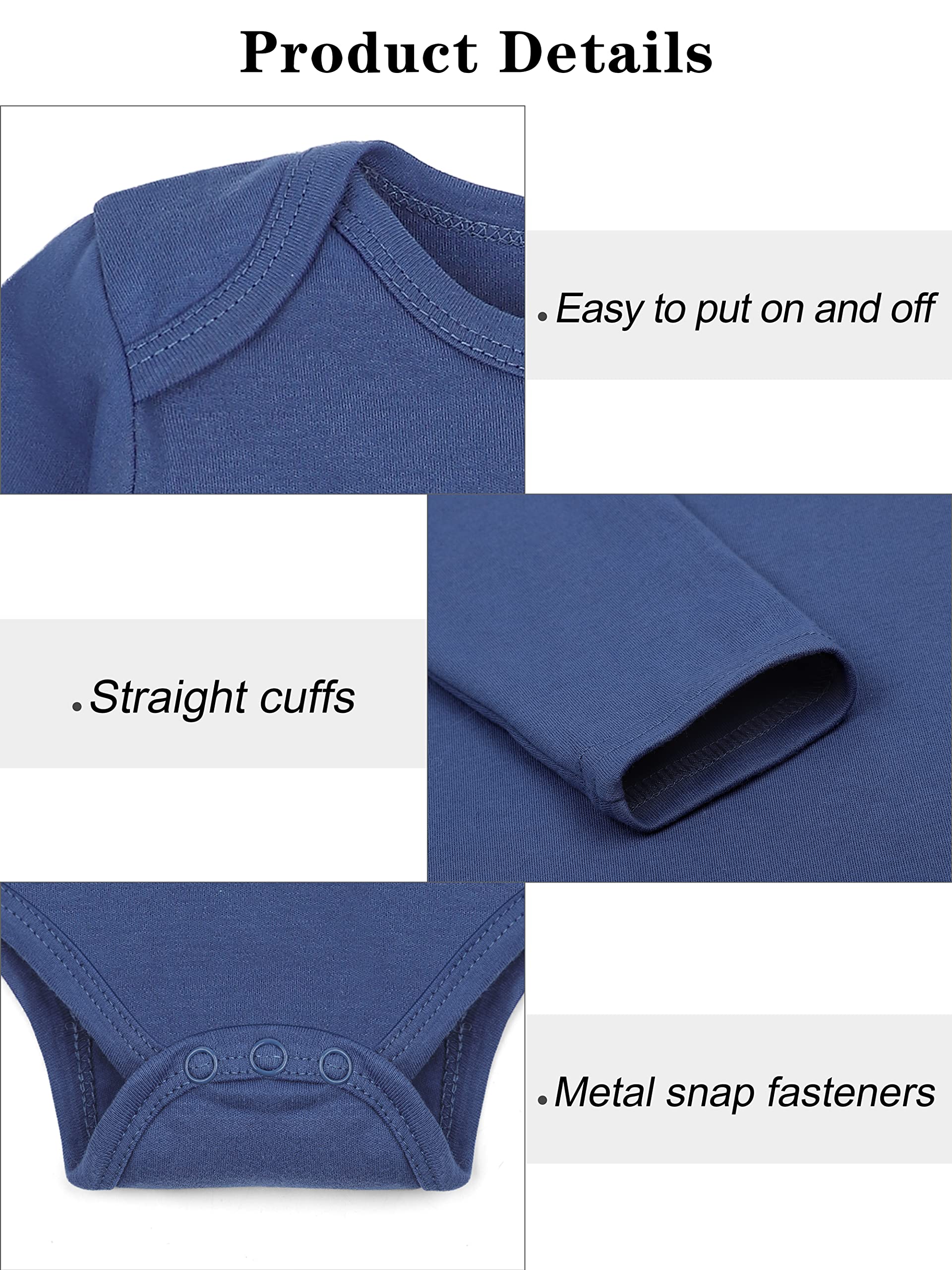 Cooraby 6 Pack Unisex Babies' Long-sleeve Thermal Bodysuits Solid Plain One-pieces Onesie Soft Cotton for Baby Boys Girls
