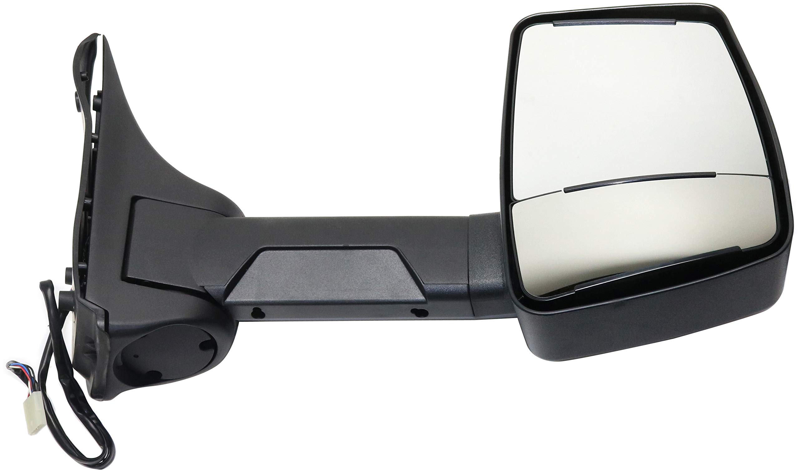 Kool Vue Mirror Set Compatible with 2003-2014 Ford E-150, 2003-2005 E-150 Club Wagon, 1992-2002 E-150 Econoline, Towing, Power, Heated, Textured Black, Manual Folding, Single Arm