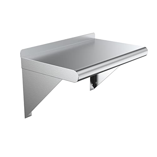 Stainless Steel Wall Shelf | 24" Long 12" Deep | Metal Shelving | Garage, Laundry, Storage, Utility Room | Restaurant, Kitchen | Food Prep | NSF Certified