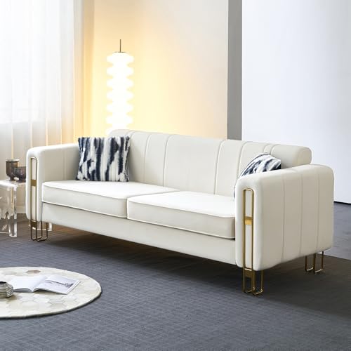 EVERGRATE FURNITURE 85” Sofa Couch for Living Room, Modern 3 Seater Comfy Sofa with Extra Deep Seats,Velvet Fabric Couches for Small Space,Apartment