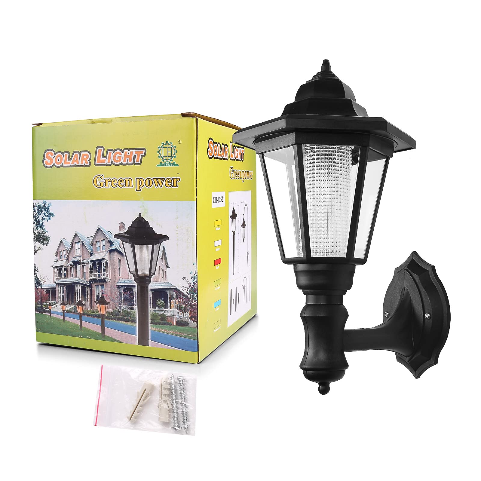 ONEVER Solar Vintage Wall Lamp Outdoor | Led Hexagonal Wall Light | Wall-Mounted Landscape | Garden Fence Yard Lamps | Waterproof Warm White (Pack of 2X)