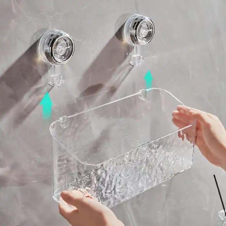 Glacier Pattern Suction Cup Shelf - Stylish Shower Caddy with Convenient Soap Dispenser,Elegant and Functional