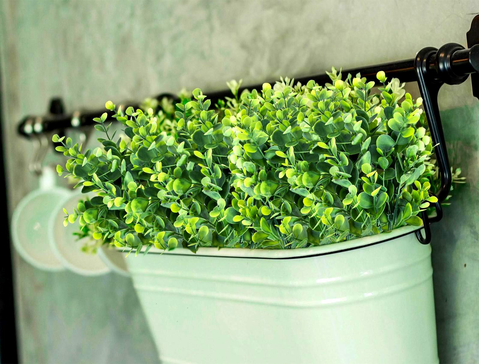 Ouddy Decor 20 Bundles Artificial Flowers for Outdoors Fake Flowers Faux Plastic Plants UV Resistant Spring Flowers for Garden Porch Office Window Box Table Home Decorations, Green