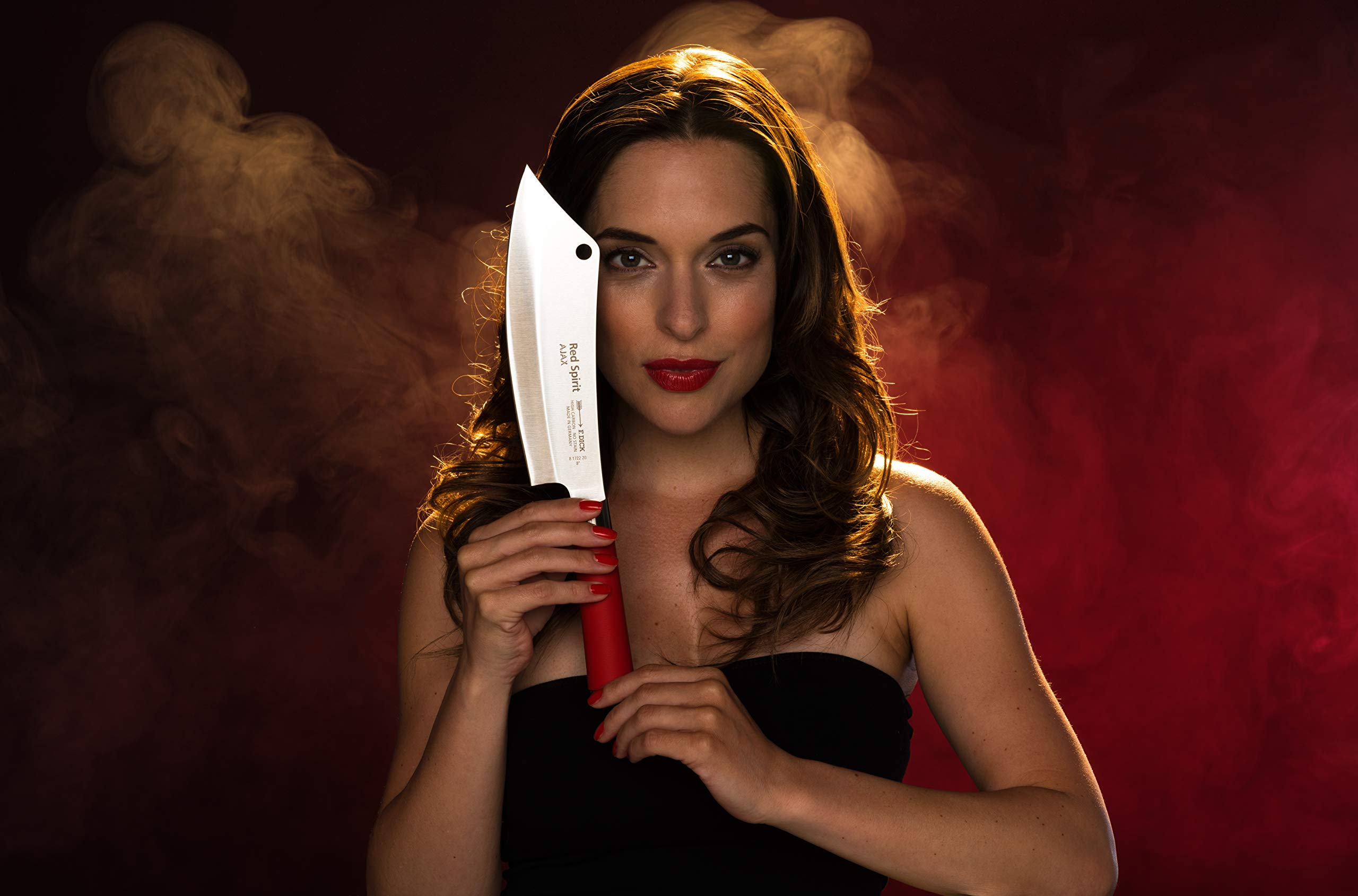 F. DICK – Red Spirit Chef Knife Ajax - Kitchen knife with 7.9" blade & 56 HRC - Ideal for meat & poultry - Stainless steel - Antique blade shape - Ultra sharp - Ergonomic handle - Made in Germany