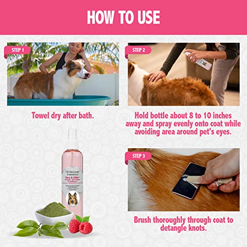 Veterinary Formula Solutions Gloss & Glide Detangler, Shine Builder, Conditioner Spray for Dogs β Quickly Detangles Matted Hair β With Silk Protein and Antioxidants (8 Fl. Oz.)