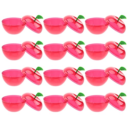Healvian 24Pcs Apple Shape Candy Box Christmas Apple Container Plastic Chocolate Box Gift Fillable Balls Red Apple Container