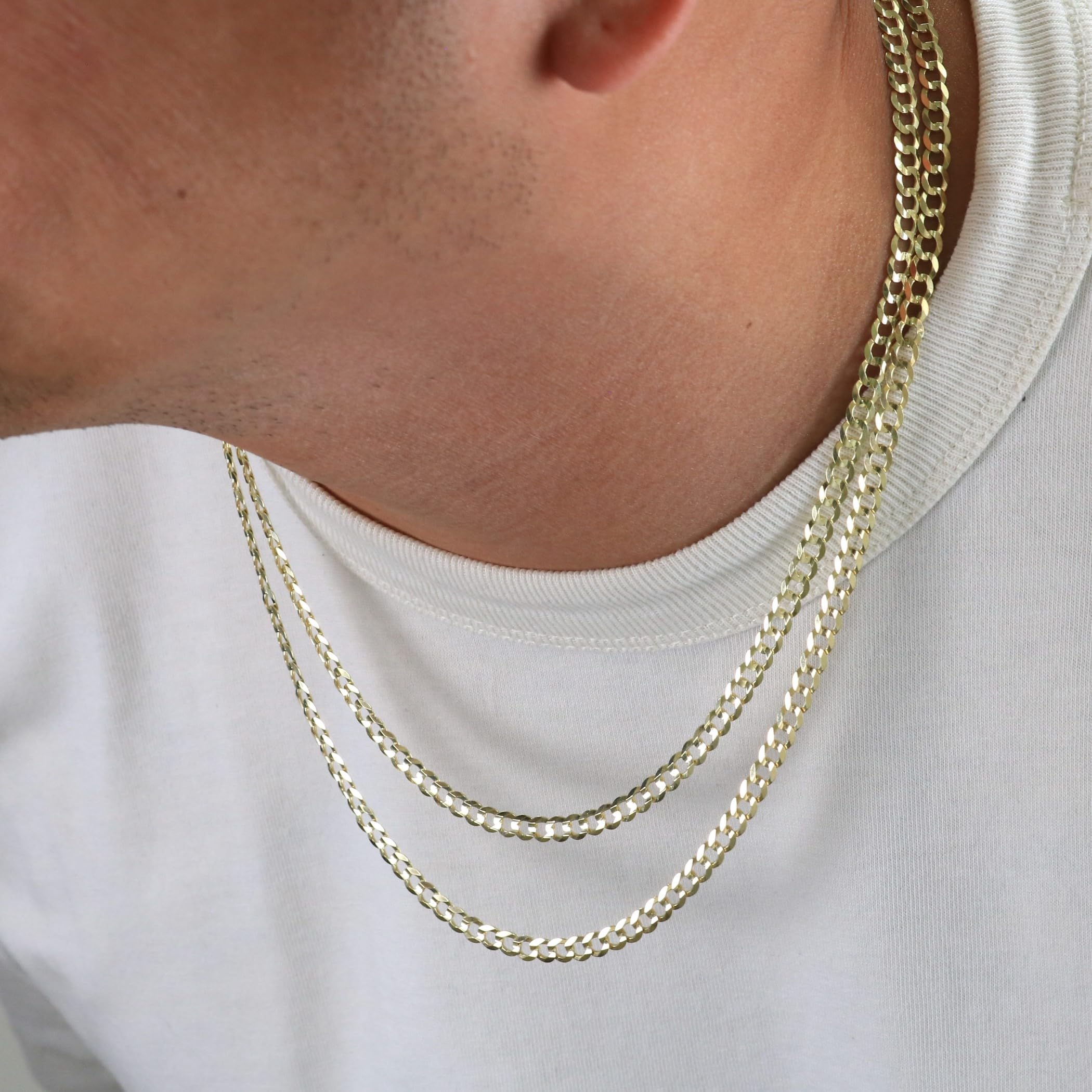 Nuragold 10k Yellow Gold 5mm Solid Cuban Curb Link Chain Pendant Necklace, Mens Womens Jewelry 16" 18" 20" 22" 24" 26" 28" 30"
