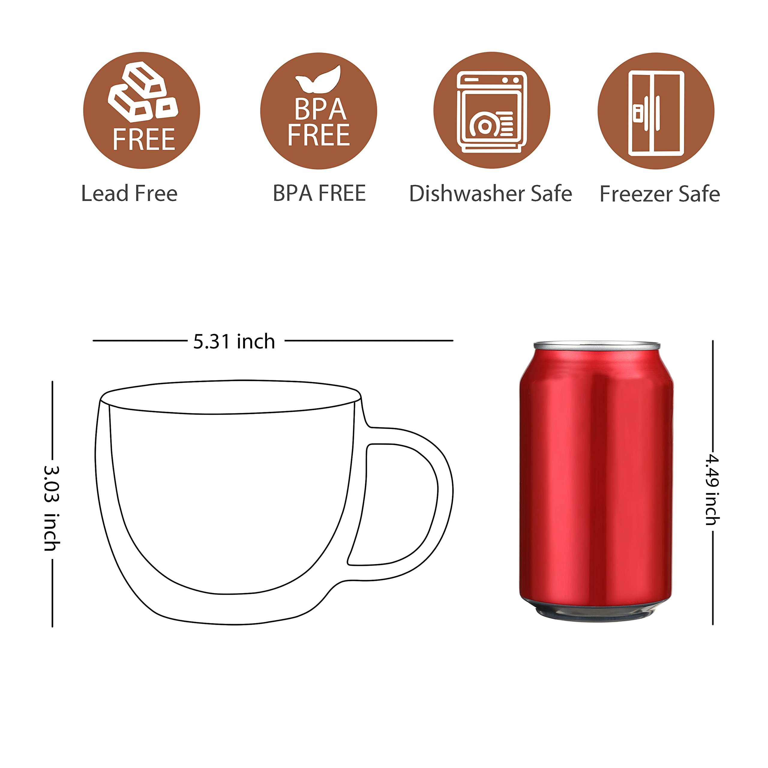 CNGLASS Double Wall Glass Cappuccino Mugs 8.1oz,Clear Insulated Glass Coffee Mug with Handle for Espresso,Latte,Tea,Set of 2