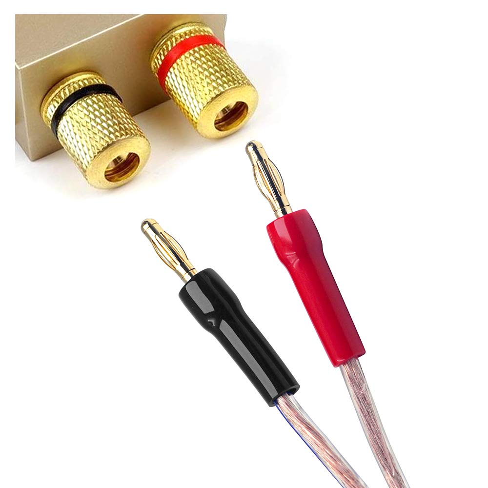 VCELINK 4mm Speaker Banana Plugs-Open Screw Type, Insulated 24K Gold Plated Speaker Wire Banana Plugs Connectors (5 pair/10 pcs)