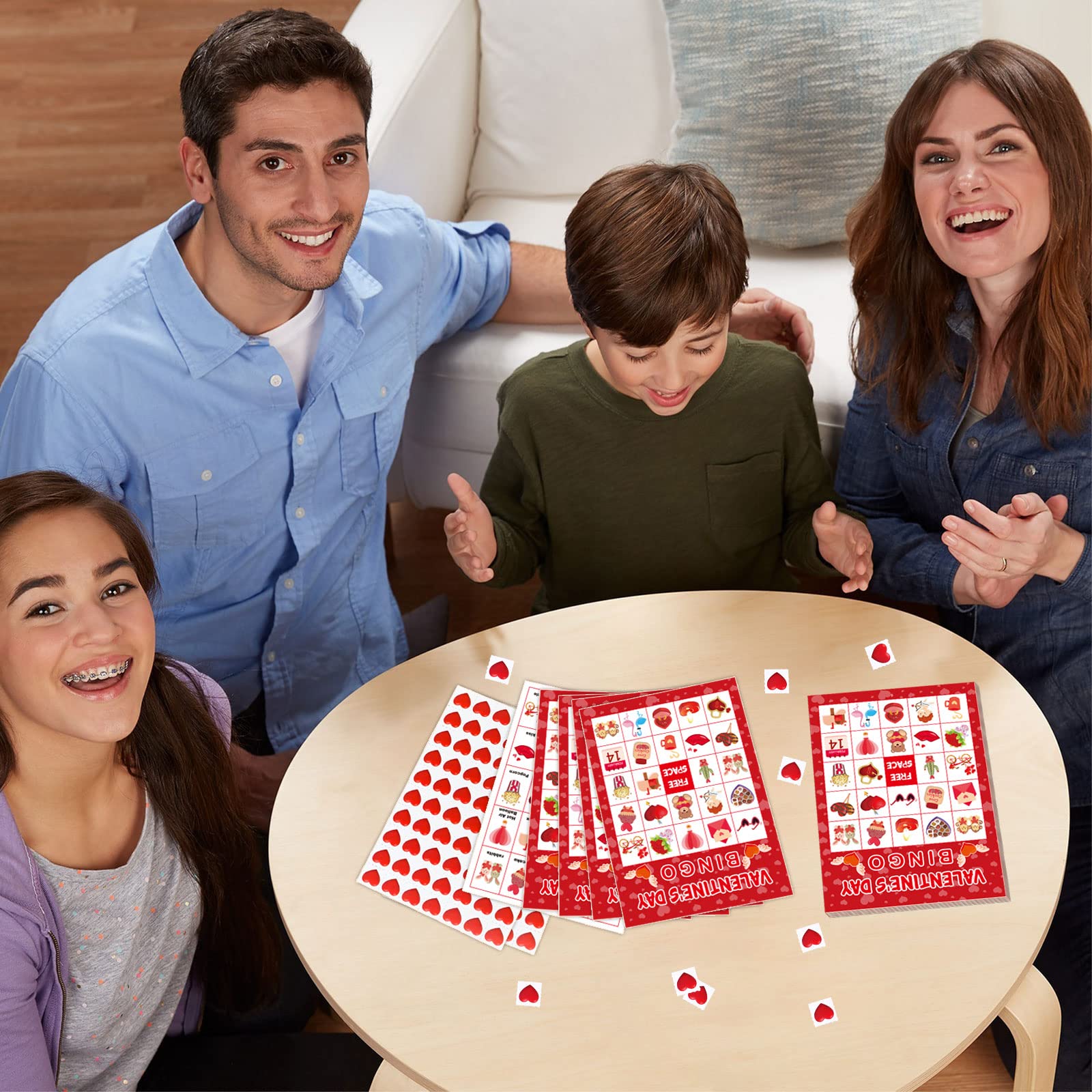 TENDFINE 24 Players Valentine’s Day Bingo Cards - Valentines Bingo Game for Valentine Party School Classroom Family Activities