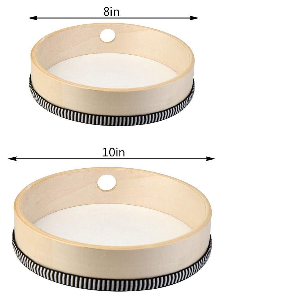 Nydotd 10 Inch & 8 Inch Hand Drum Kids Percussion Wood Frame Drum with Drum Stick Percussion Instruments Preschool Musical Education Children Performance Pro Hand Drum with Wooden Drum Beater