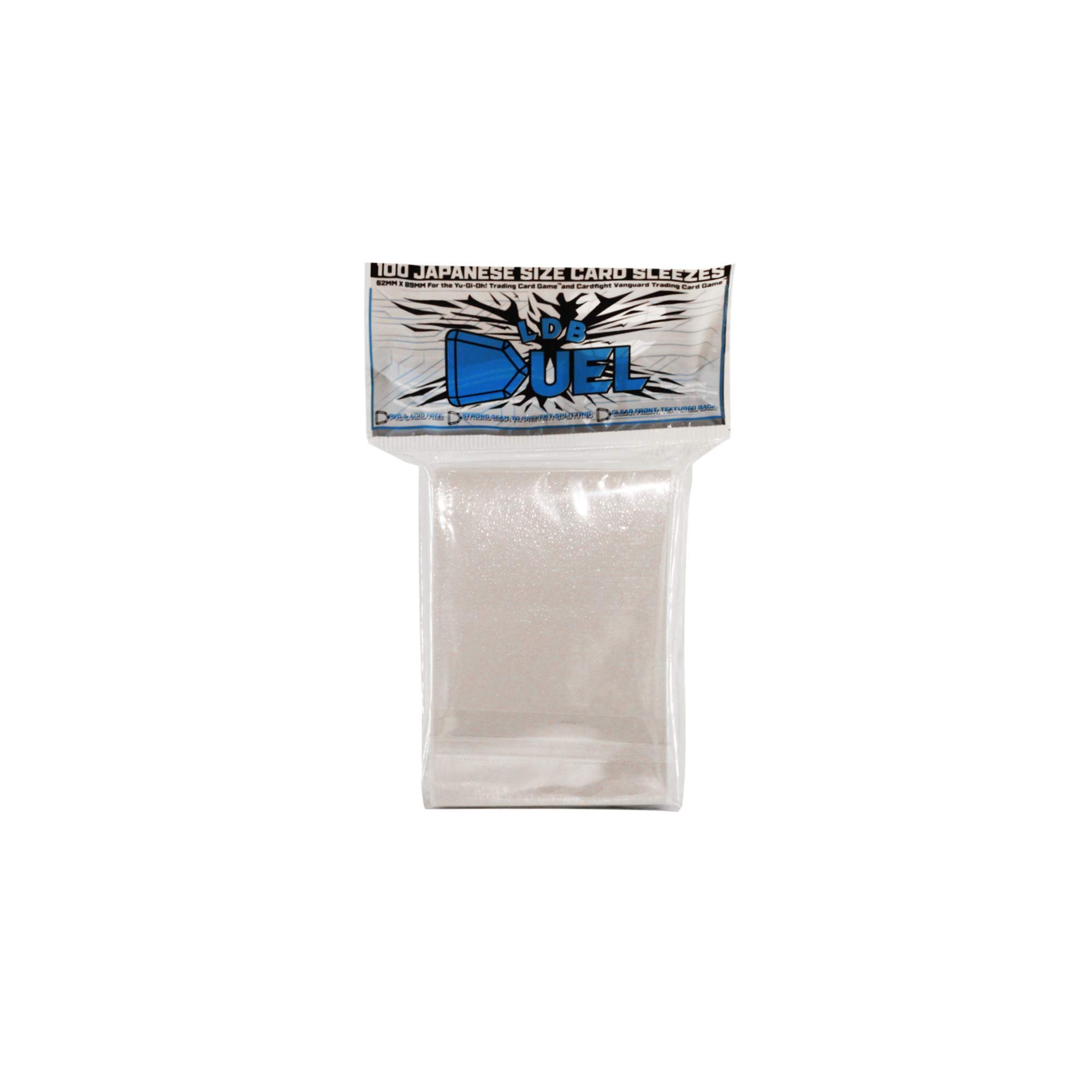 White 100 Japanese Size Card Sleeves: LDB Duel Brand Sleeves Compatible with Cardfight!! Vanguard Cards, Non-Slip Textured Back