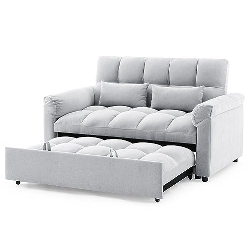 ERYE 3 in 1 Convertible Sleeper Sofabed,Modern Linen Tufted Upholstered Loveseat Sofa&Couch with Pull Out Sleep Couch Bed and Padded Armrests for Home,Office,Apartment,RV Living Room
