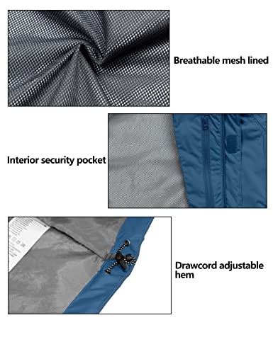 Little Donkey Andy Men's Lightweight Waterproof Rain Jacket Outdoor Rain Shell Coat for Hiking,Golf,Travel Blue Mirage Size L