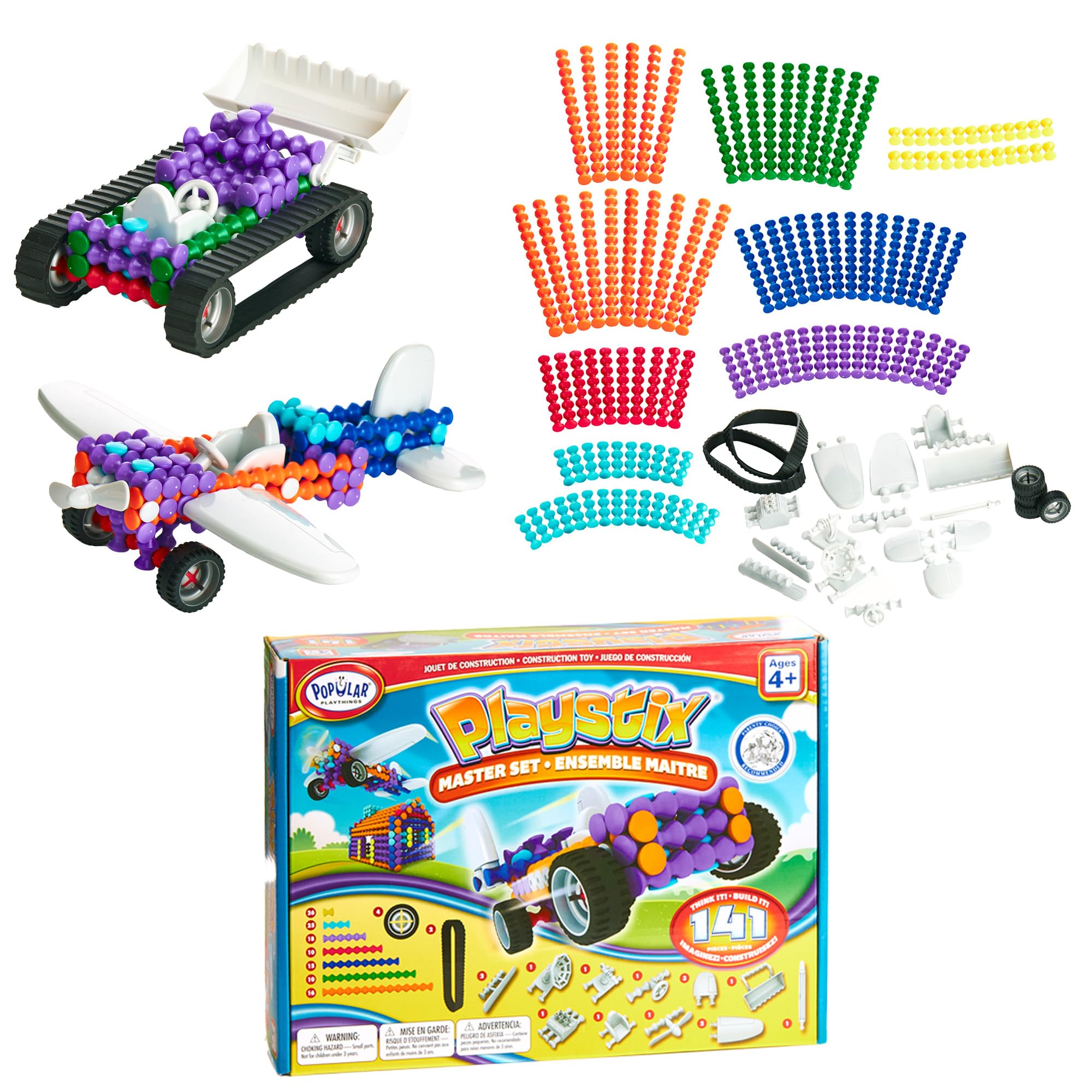 POPULAR PLAYTHINGS Playstix Master Set Construction Toy Building Blocks 141 Piece Kit