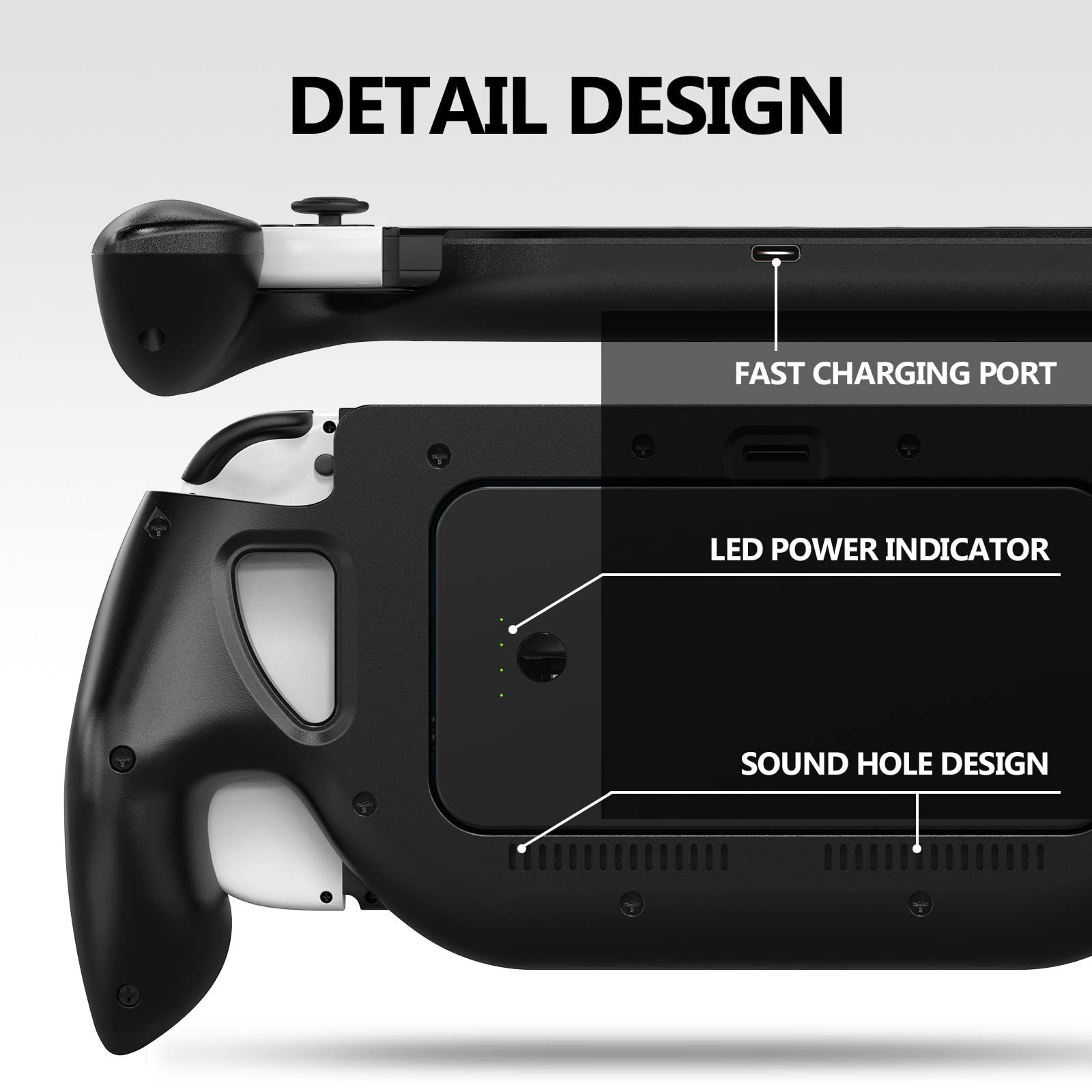 TERIOS Switch Controller Grip Compatible with Nintendo Switch 7.0'' OLED, Fast Charging 5000mAh Portable Rechargeable Backup Battery with Charger Station Console Ergonomic Design