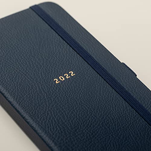 Busy B Slim Diary January to December 2022 - Navy Faux Leather Week to View Planner with Notes