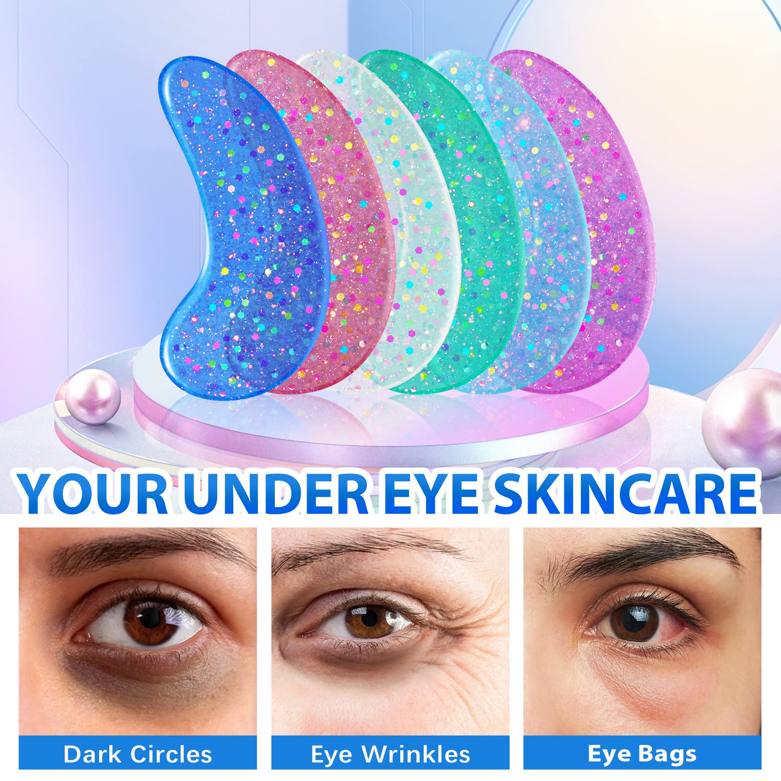 FRDUGA Marine Collagen Eye Masks, 12 Pairs - Anti-Aging, Dark Circle, Moisturizing, Puffiness, Wrinkles