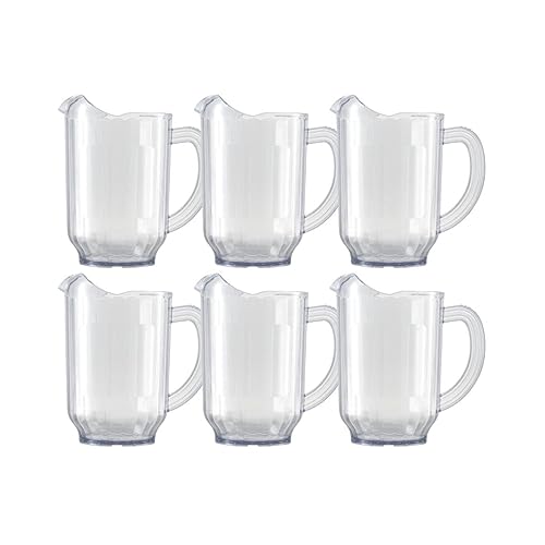 Carlisle FoodService Products Versapour Clear Pitcher Tall Pitcher for Restaurants, Catering, Kitchens, Plastic, 60 Ounces, Clear, (Pack of 6)