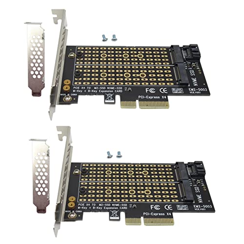 High Performance Durable 2x M.2 NGFF to Desktop PCIe x4 x8 x16 NVMe SATA Dual SSD PCI Express Adapter Card Vicue