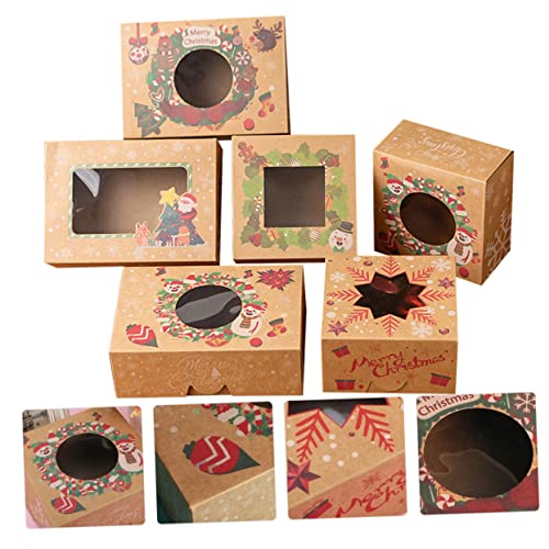 jojofuny Cupcake Box Christmas Window Box Mini Muffin Plastic Bread Box Christmas Gifts Plastic Gift Box Christmas Chocolate Boxes Christmas Window Gift Box Paper Candy Box Cake Holder