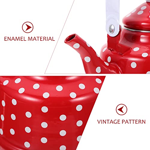 HEMOTON Kettle Stovetop Enameled Teapot Chinese Style Heating Water Kettle with Handle Large Capacity Hot Water Kettle Kitchen Teapot for Stovetop Induction Cooker ( Red ) Red Tea Kettle