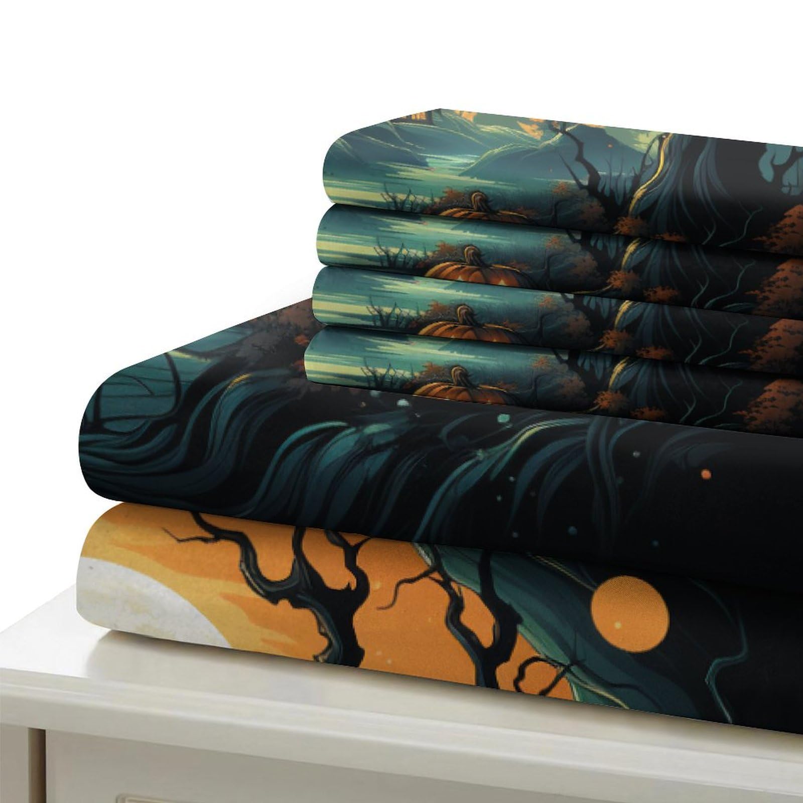 EVMILA Halloween Comforter Covers Duvet Cover Quilt Cover 3D Print Pumpkin for Teens and Adults with Pillow Cases with Zipper Closure Soft Microfiber Bedding Set 3 Pieces Queen(228x228cm)