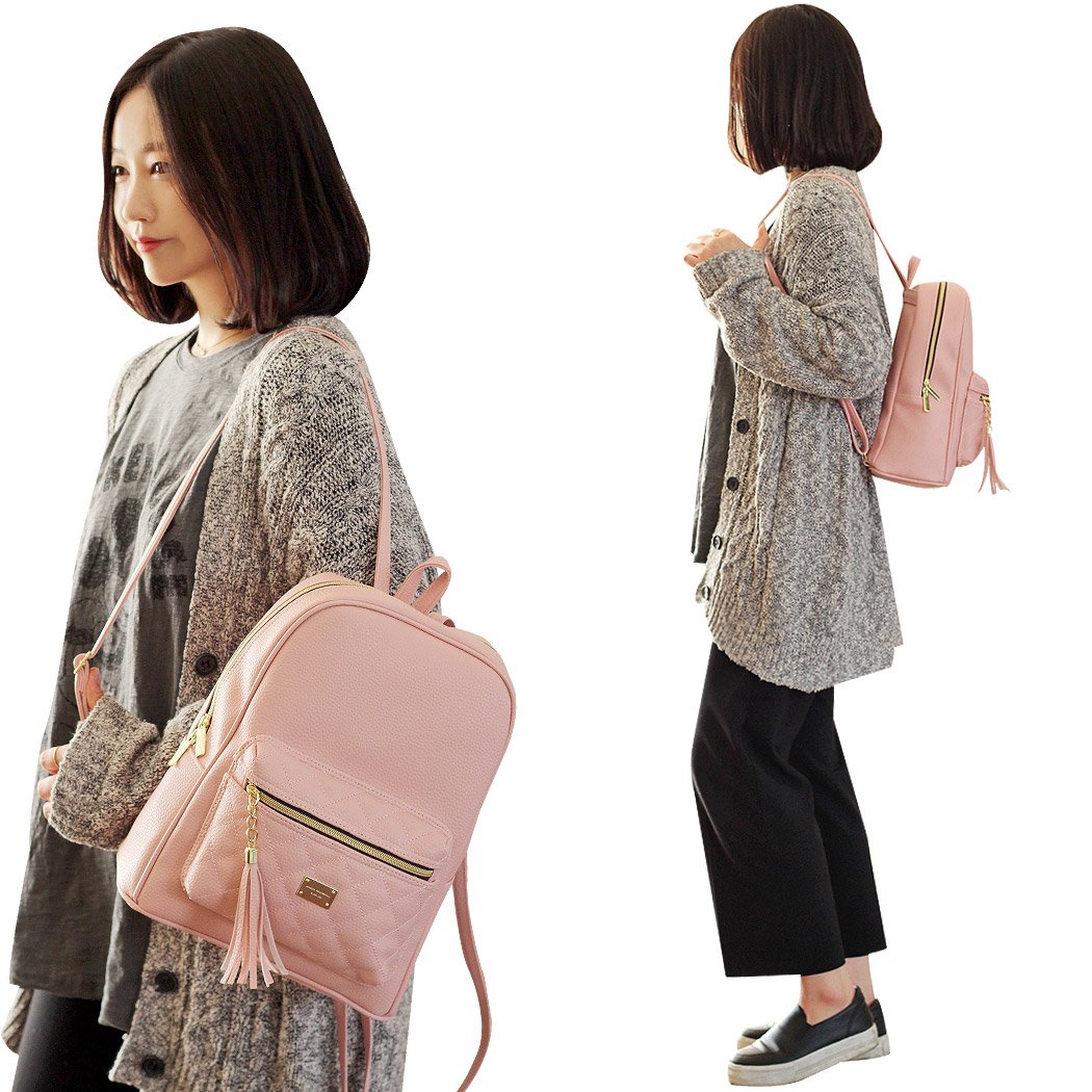 Copi Women's Simple Design Modern Cute Fashion small Casual Backpacks Pink, Not big bag