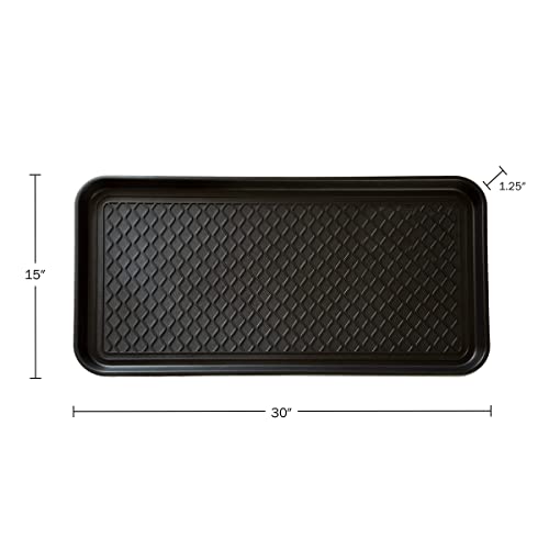 Stalwart 75-ST6012 All Weather Boot Tray-Water Resistant Plastic Utility Shoe Mat for Indoor and Outdoor Use in All Seasons (Black), Large