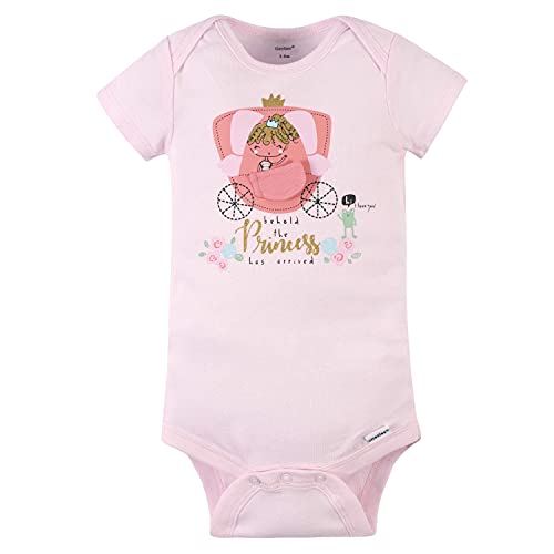 Gerber Baby Girls' 4-Pack Short Sleeve Onesies Bodysuits, Princess Pink, 6-9 Months