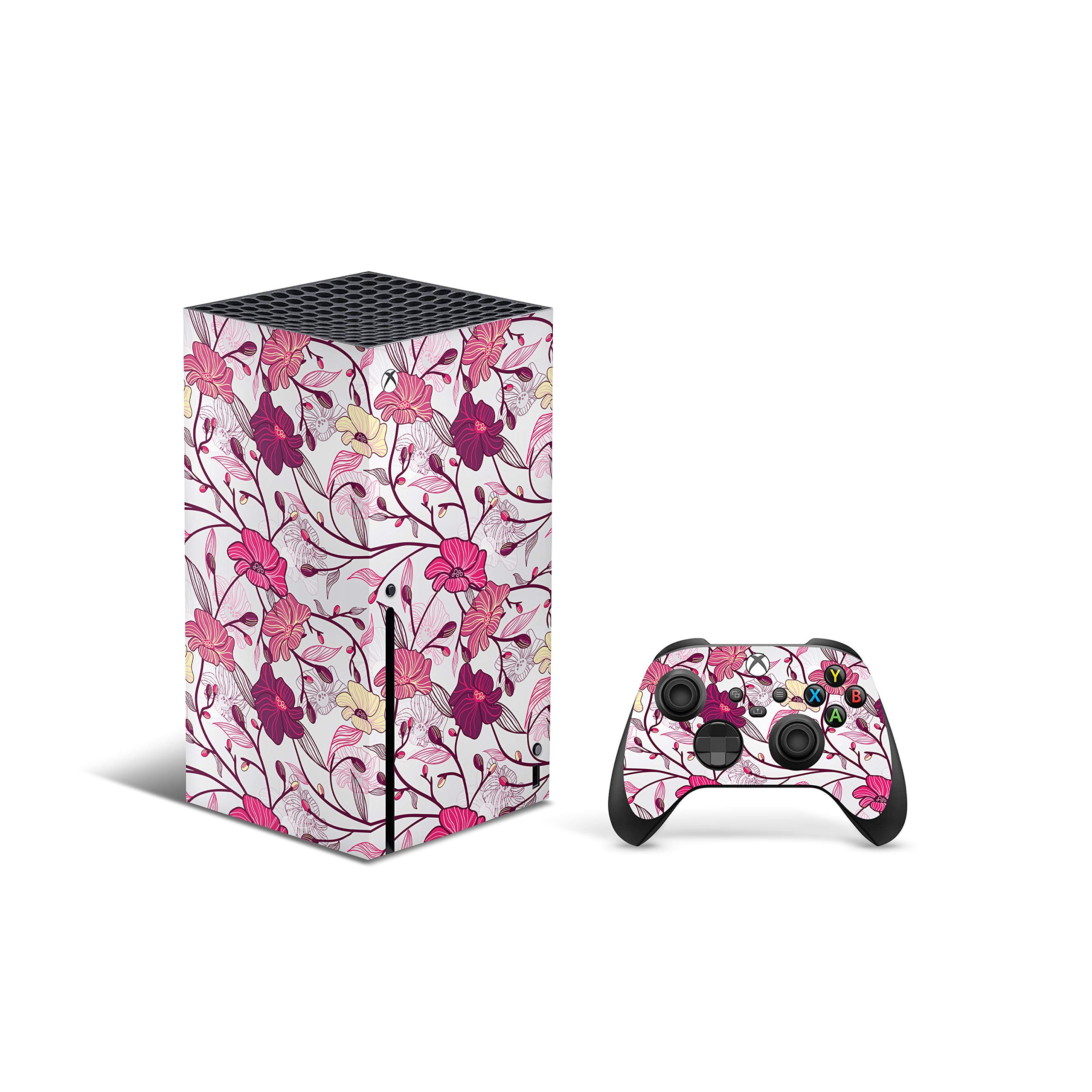 ZOOMHITSKINS Compatible with X1 Series X, Pink Flowers White Elegant Vintage Cute, Durable, Bubble-Free, Made in USA
