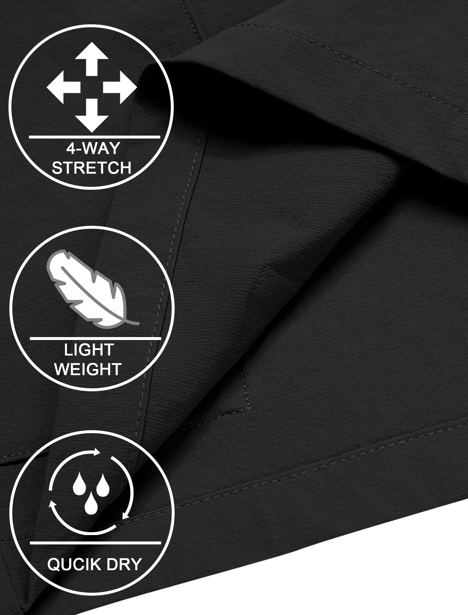 COOFANDY Mens Golf Shorts Quick Dry Stretch Hiking Cargo Shorts Lightweight Fishing Shorts with 5 Pockets Black
