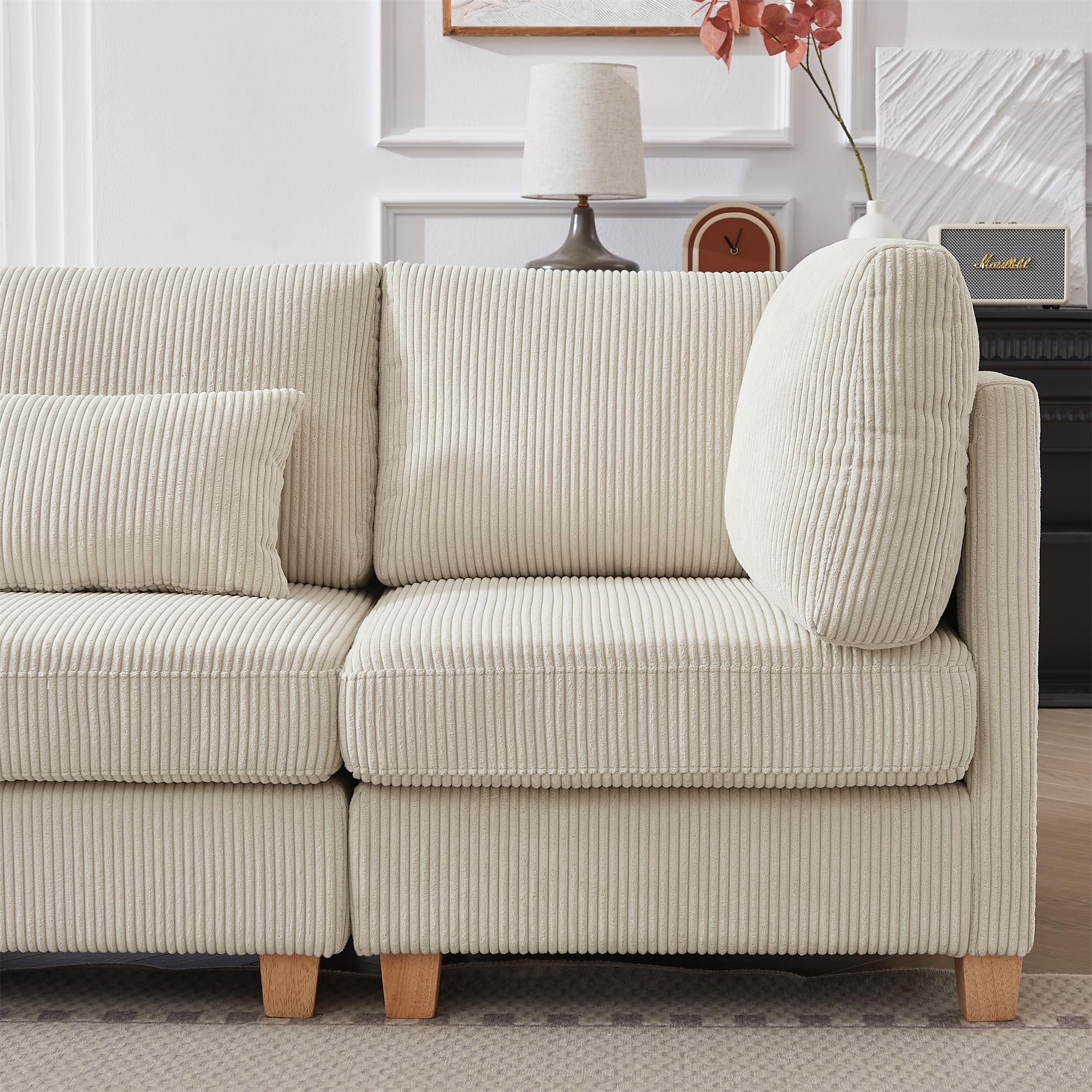 FREEHOMAE Sectional Sofa Couch,Modular Sectional Sofa,Sectional Couches for Living Room,Cloud Couch,L Shaped Couch with Removable Ottomans.(4Seat+2 Ottoman-White)
