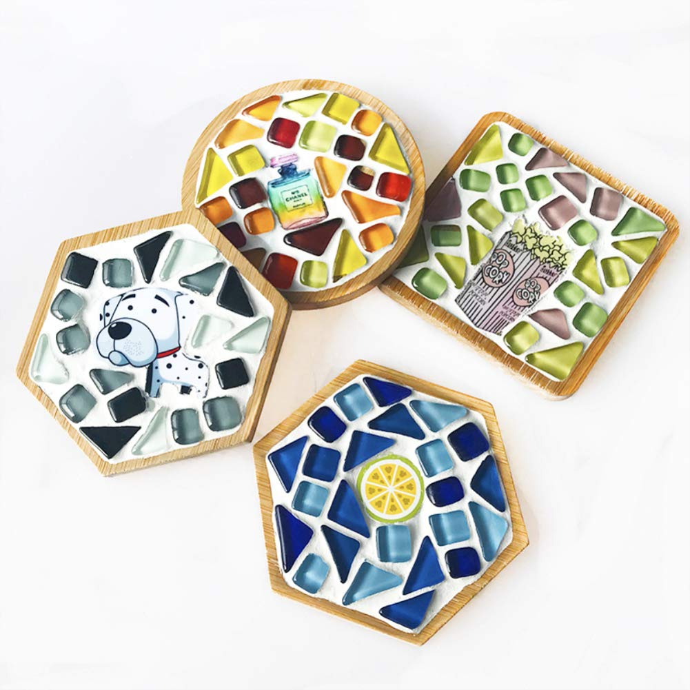 twelves 4pcs Square Coaster Base for Crafts Adult Kids DIY Mosaic Supplies Housewarming Birthday Gift