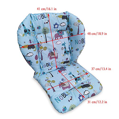 Kocpudu High Chair Cushion, Baby High Chair Cushion, Pad for High Chair, Soft and Comfortable, Lightweight and Breathable,Making The Baby More Comfortable (Jungle Animal Pattern on Blue Background)