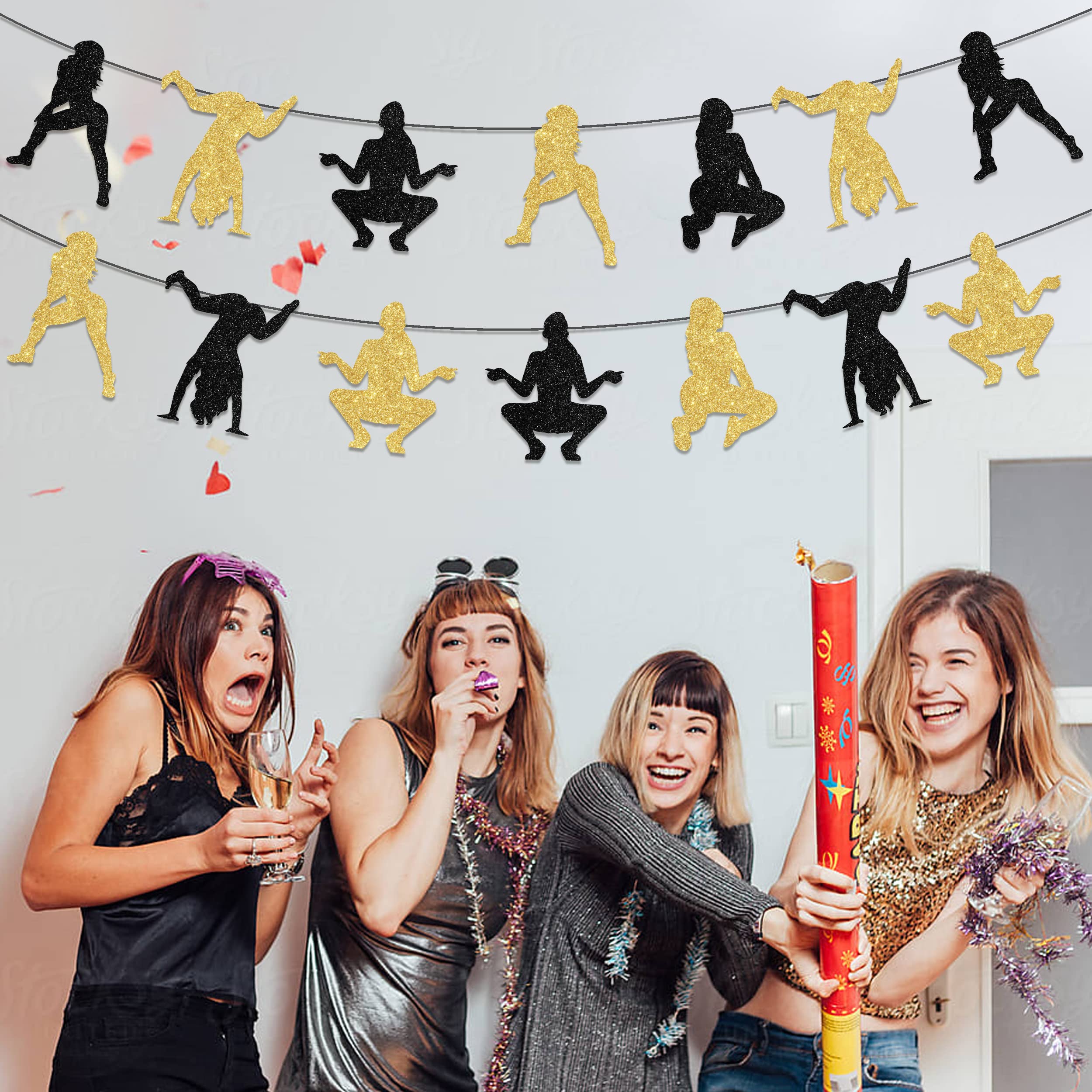 Cheereveal Twerk Banner Garland Set, Pole Dance Party Decorations Funny Birthday Banner for Bachelorette Stripper Party Supplies