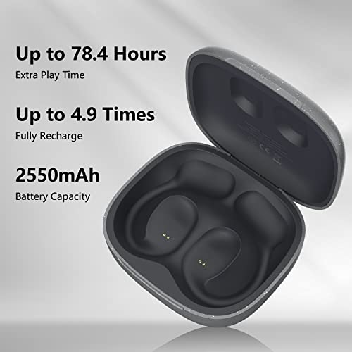 Oladance Open Ear Headphones Travel Charging Case - Extra 78.4 Hours Playtime with Built-in 2550mAh Large Capacity Battery, Protective Smart Case for Travel and Outdoor Activities- Grey(No Earbuds)