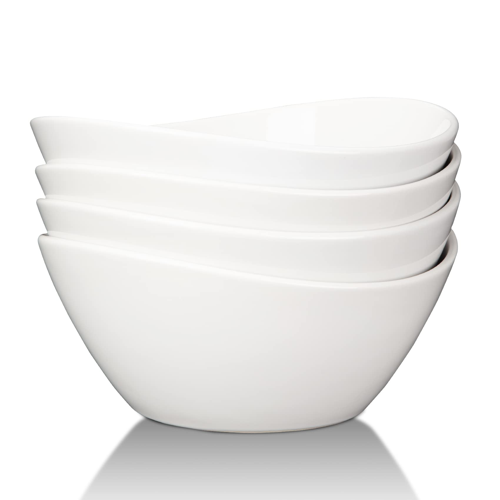 Cibeat 42 Ounce Porcelain Bowls Set of 4 Pack Premium White Ceramic Bowls for Cereal, Soup, Salad, Pasta, Prep, Rice, Ice cream, Microwave & Dishwasher Safeā¦