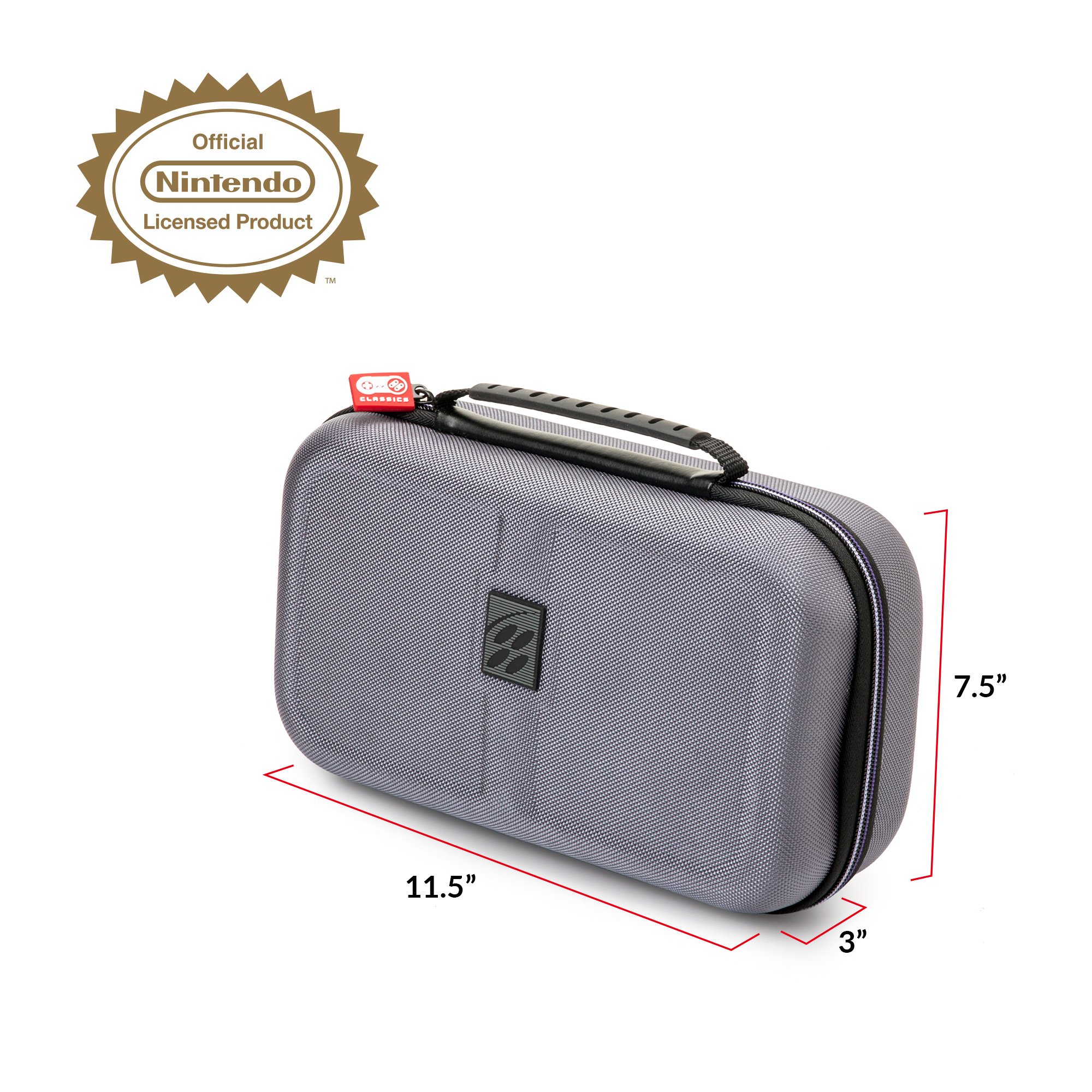 Officially Licensed Nintendo Super Nintendo Classic Entertainment System Carrying Case β Protective Deluxe Travel System Case β Grey Ballistic Nylon Exterior