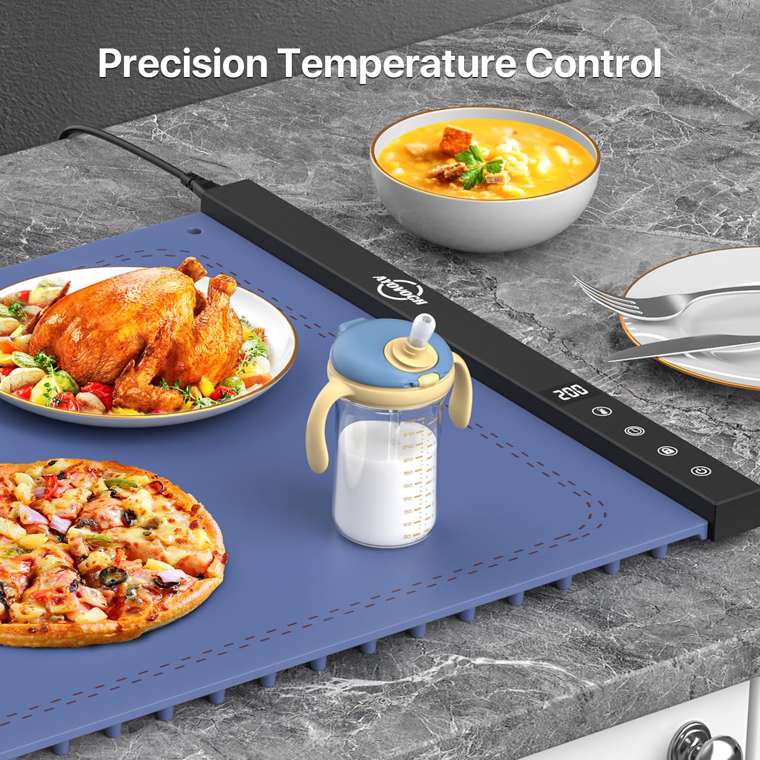Electric Warming Tray - Full Surface Heating, Foldable Food Warmer for Parties, Premium Silicone Nano-Material, 3 Temperature Settings, Food Warmer for Gatherings, Parties, Everyday Use
