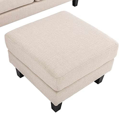 ERYE U-Shaped Sofa Couch Linen Upholstered Sectional Sofa&Couch with Ergonomical Curved Armrests and Movable Ottoman/Chaise for Home Office Apartment Living Room