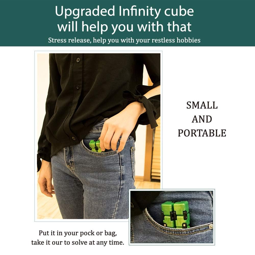 QIYI Little Golden Elephant Upgraded Infinity Cube Fidget Toy,Cool Mini Gadget Best for Stress and Anxiety Relief and Kill Time, Special Designed Texture Artistic and Fashion(Emerald Green)