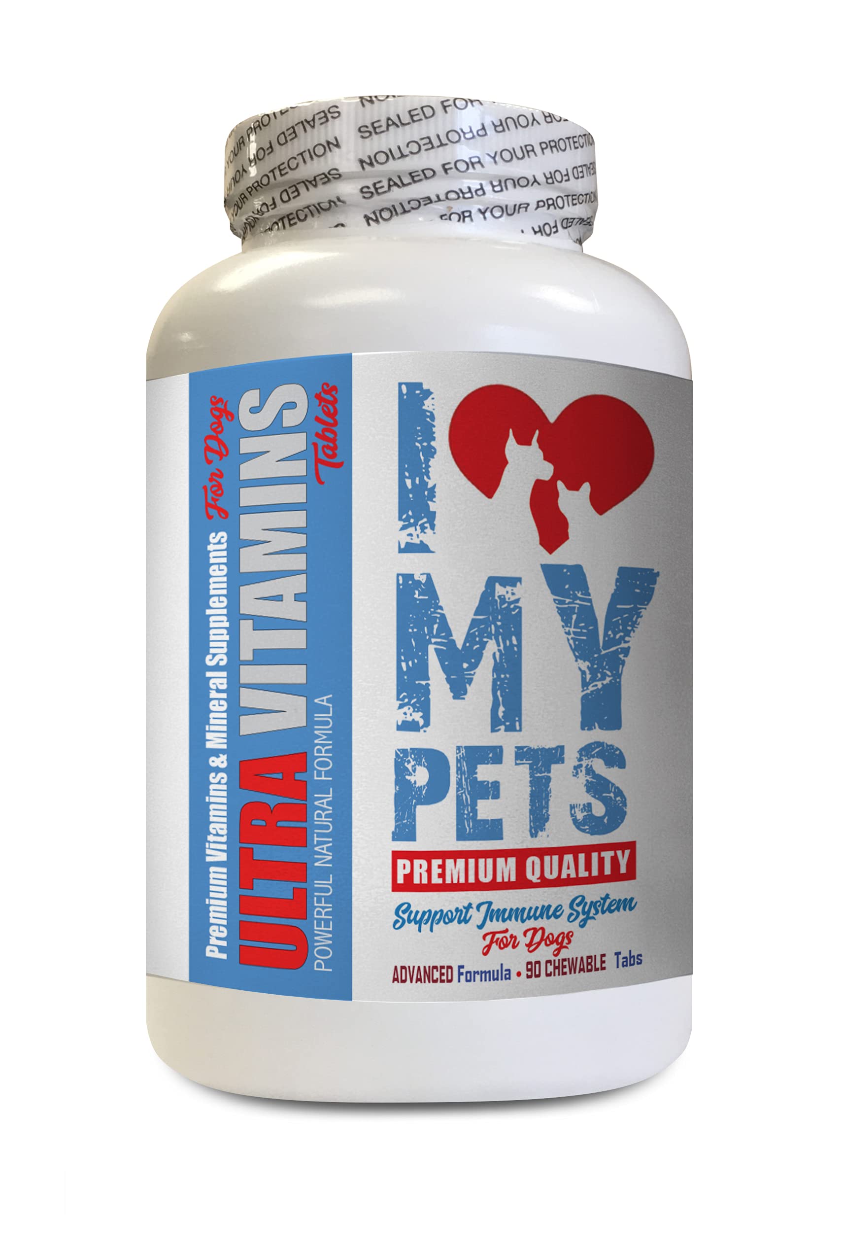 I LOVE MY PETS LLC Immune Booster Dogs - Ultra Vitamins - Dog Health - Mineral Support - Dog Bone Supplement Best - 90 Treats (1 Bottle)