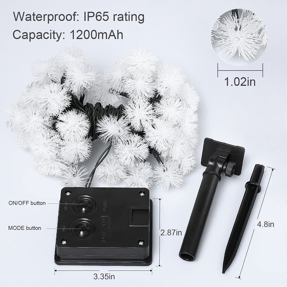 ZukMi Solar Flower String Lights Solar String Lights Outdoor 30 LED Dandelion Solar Patio Lights Waterproof Solar LED Fairy Lights for Garden Yard Christmas Thanksgiving Wedding Party Decoration(RGB)