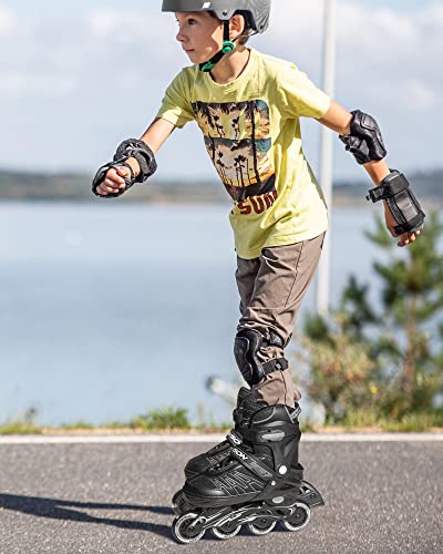 ITurnGlow Adjustable Inline Skates for Kids and Adults with Light up Wheels Beginner Skates Fun Illuminating Roller Skates for Kids Boys and Ladies