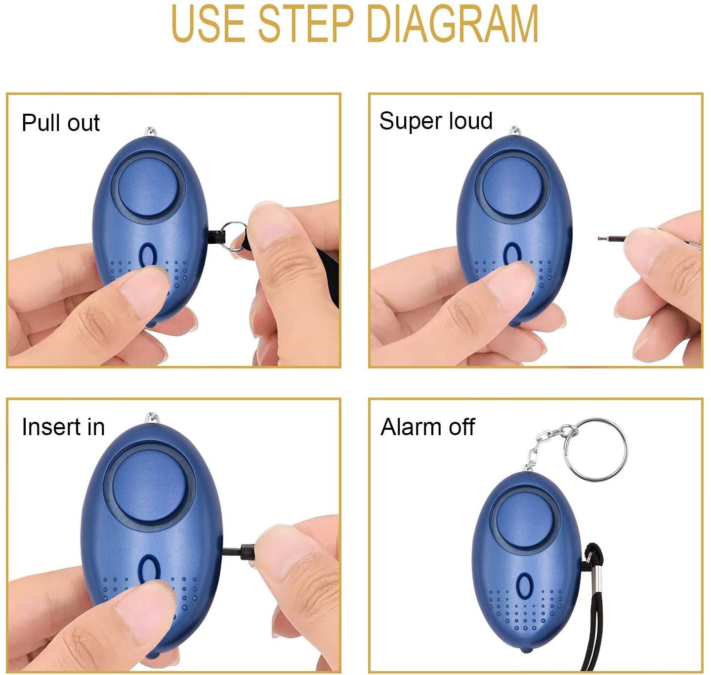 KOSIN Safe Sound Personal Alarm, 5 Pack 140DB Personal Security Alarm Keychain with LED Lights, Emergency Safety Alarm for Women, Men, Children, Elderly