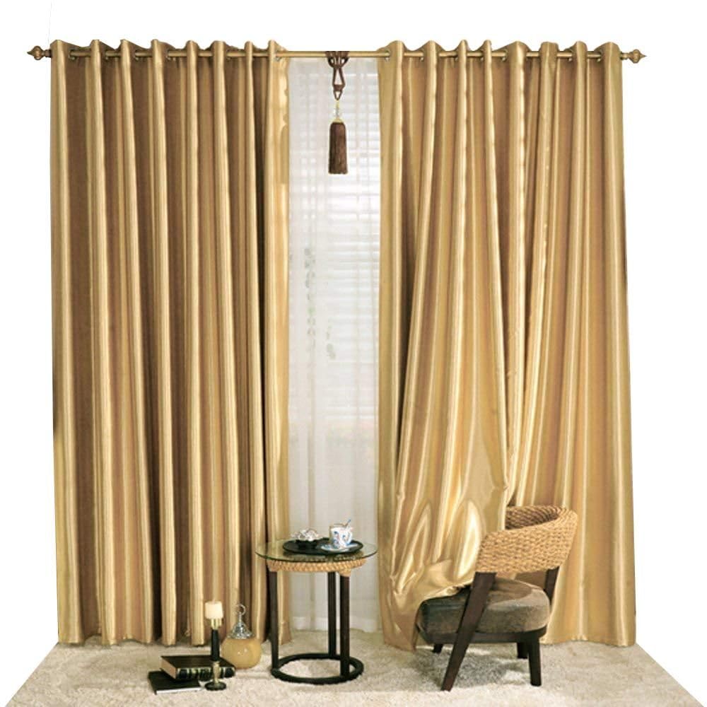 KoTing Gorgeous Solid Blackout Golden Curtain Drape for Bedroom 1 Panel Grommet Top (1Panel 50Wx84 L)